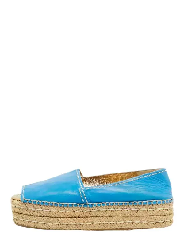 Prada Leather Platform Espadrilles - Blue