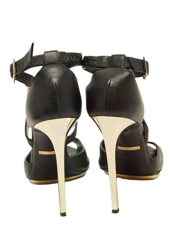 Roberto Cavalli Leather Embellished Stiletto Sandals - Black