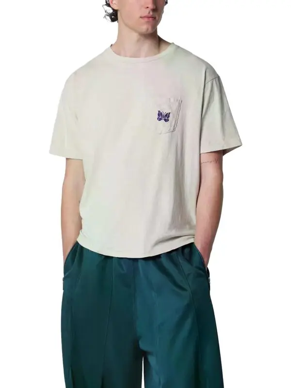 Needles Butterfly-embroidered Pocket T-shirt - Neutrals
