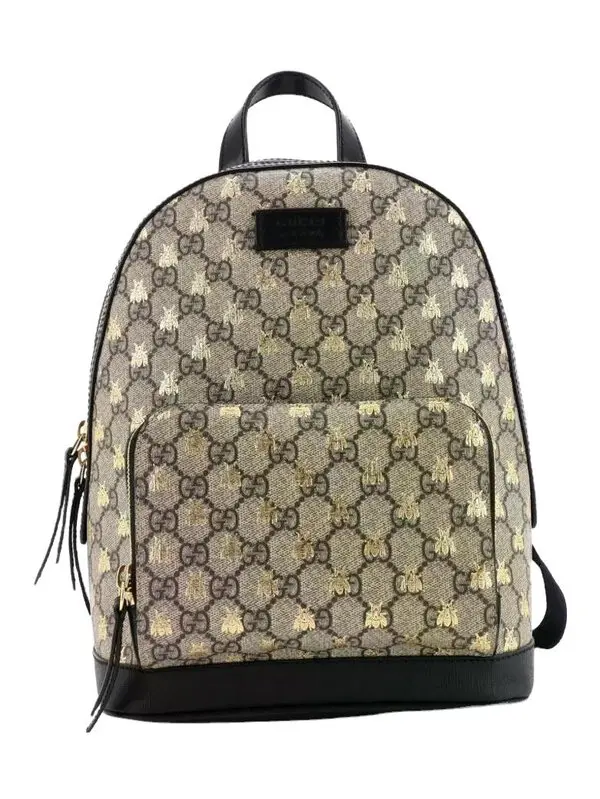 Gucci Zip Pocket Printed Gg Coated Canvas Small Backpack - Brown