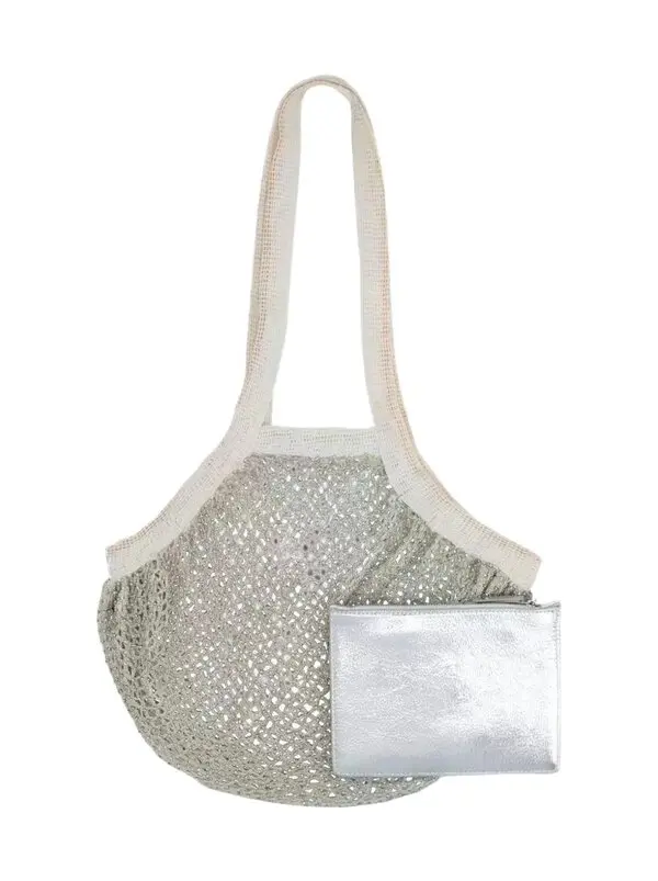CIRCUS HOTEL Metallic Mesh Shoulder Bag - Silver