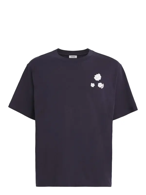 Sandro Cotton Flower Print T-shirt - Blue
