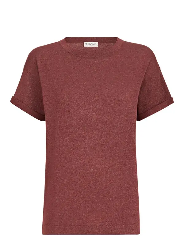 Brunello Cucinelli Cashmere-silk Blend Sparkling T-shirt - Red