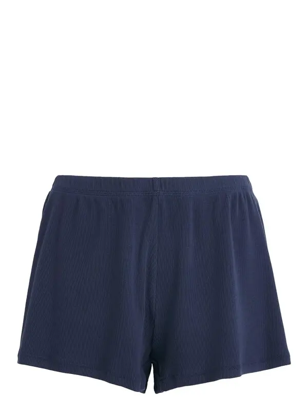 SKIMS Stretch-cotton Ribbed Shorts - Navy