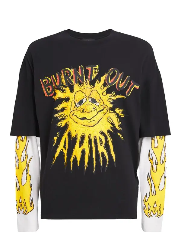 Amiri Cotton Burn Out T-shirt - Black