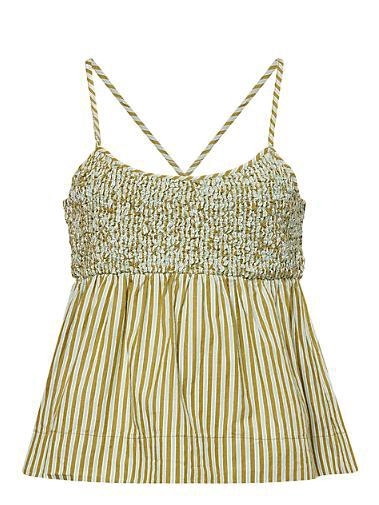 DAMSON MADDER Dinah Pinstripe Cotton Cami Top - Basil