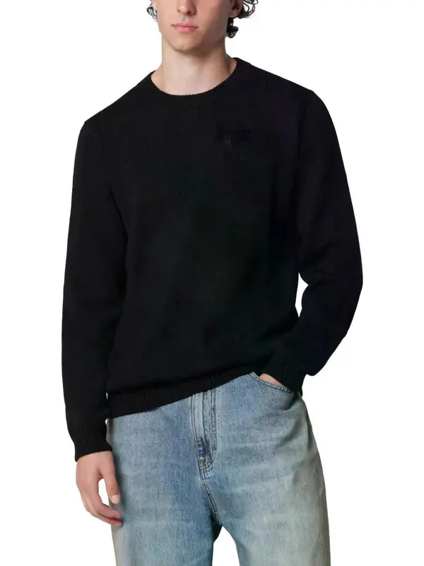 ROBERTO COLLINA Ribbed Knit Crew Neck Sweater - Black