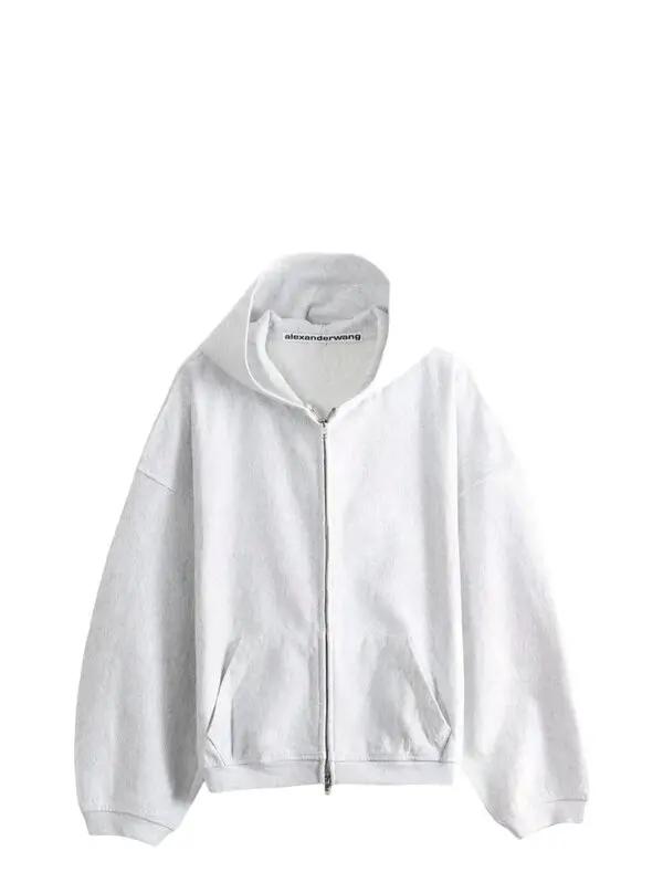Alexander Wang Zip-up Dropped-shoulder Hoodie - Grey