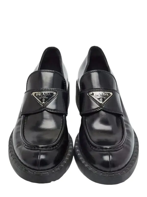 Prada Logo Plaque Loafers - Black