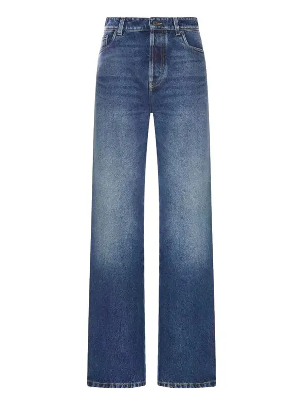 Miu Miu Faded Effect Logo-embroidered Jeans - Blue