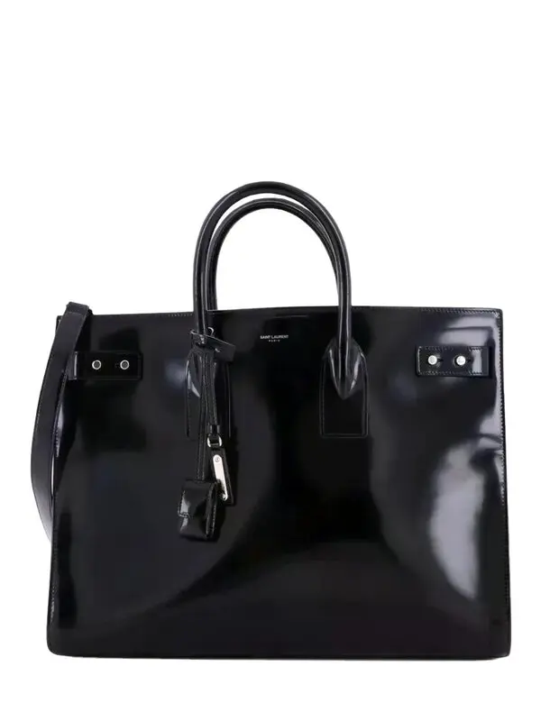 Saint Laurent Sac De Jour Thin Bag Patent Large Tote Bag - Black