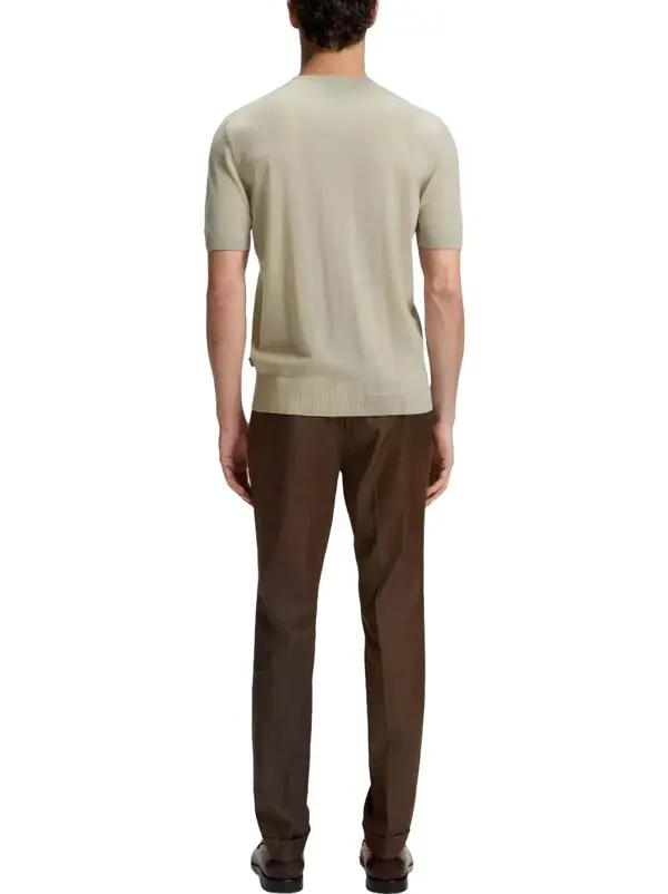 BOSS Short-sleeve Virgin-wool T-shirt - Neutrals