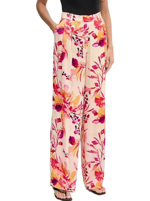 LOLA CASADEMUNT Wide Leg Floral Print Trousers - Neutrals