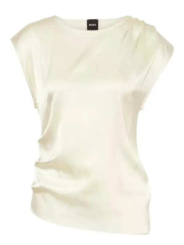 BOSS Etoga Draped V-neck Sleeveless Satin T-shirt - Neutrals