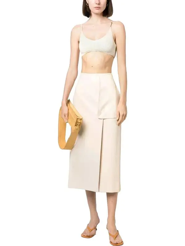 Jacquemus Pralu Logo-plaque Cropped Top - Neutrals