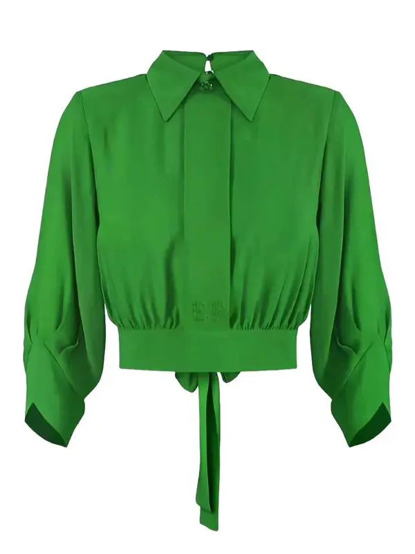 Elisabetta Franchi Georgette Cropped Shirt - Green