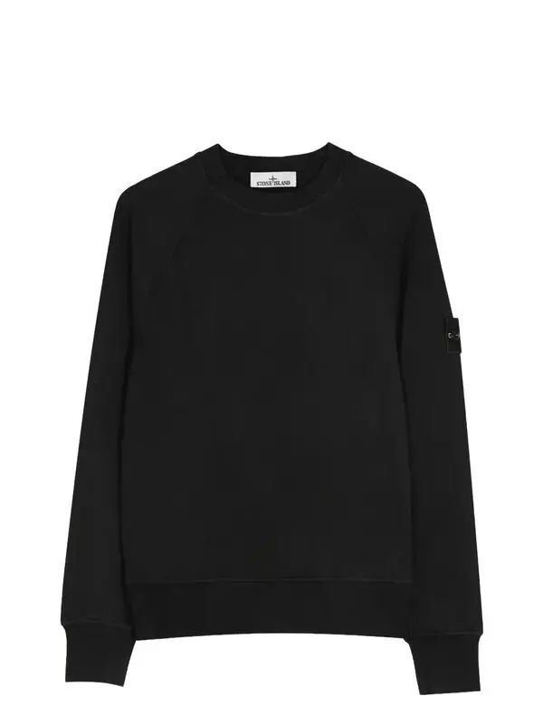 Stone Island Logo Patch Raglan Sleeve Sweatshirt - Black