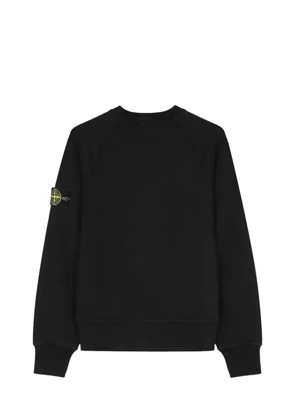 Stone Island Logo Patch Raglan Sleeve Sweatshirt - Black