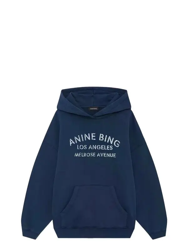 ANINE BING Harvey Logo-detail Hoodie - Blue