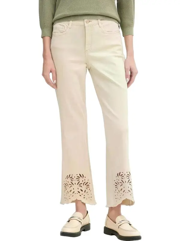 Joseph Ribkoff Laser-cut Frayed-edge Flared Jeans - Neutrals