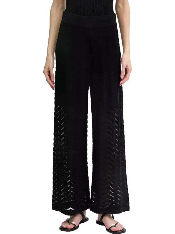 Joseph Ribkoff Herringbone Pattern Palazzo Pants - Black