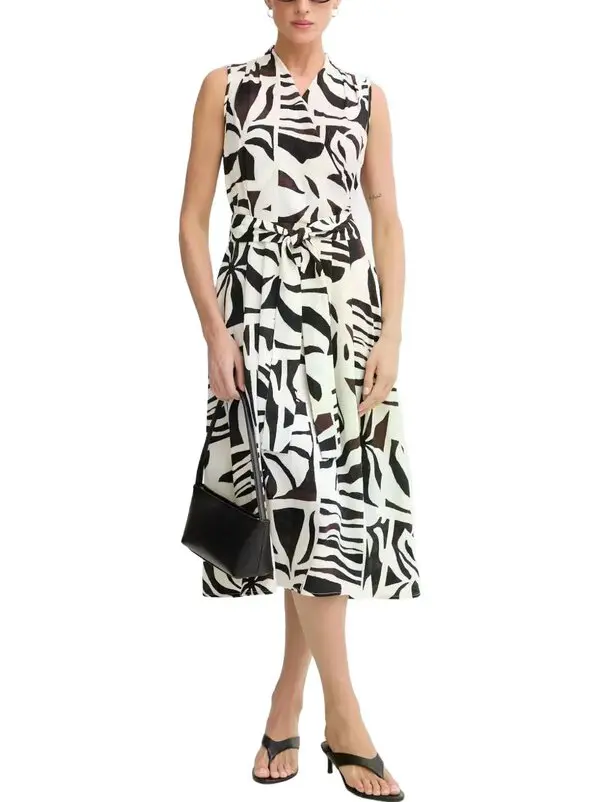 Joseph Ribkoff Abstract Print Sleeveless Midi Dress - Black