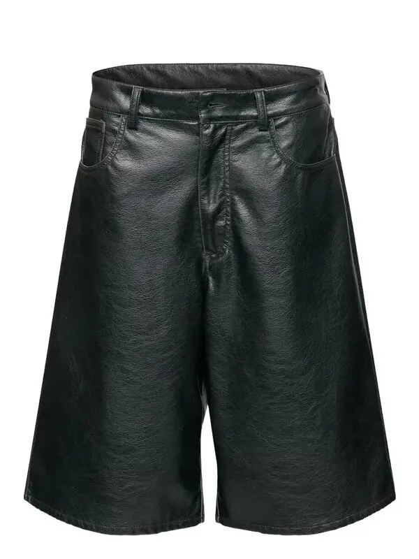 MAISON MARGIELA Faux-leather Knee-length Shorts - Black