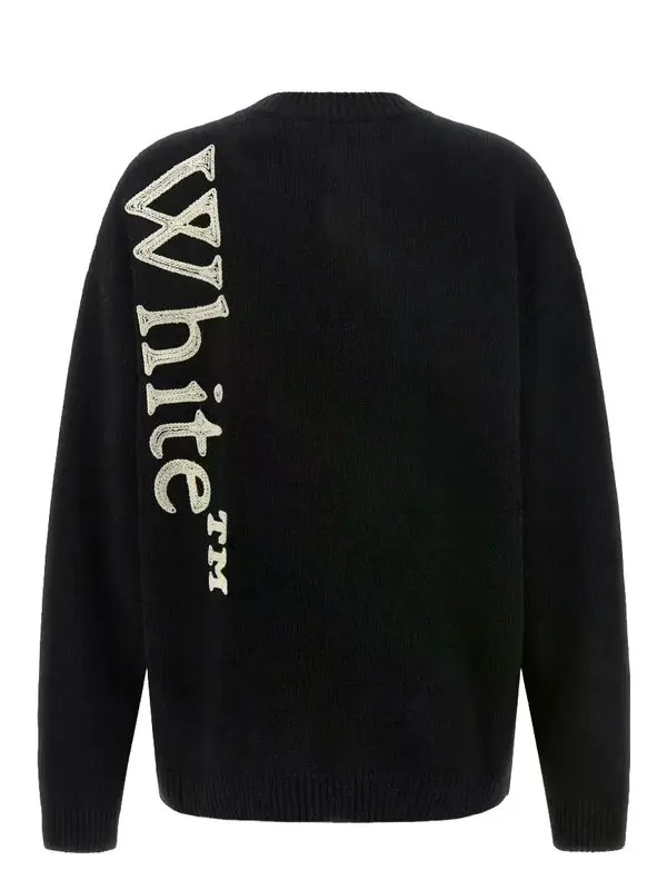 Off-White Vertical Bookish Embroidered Sweater - Black