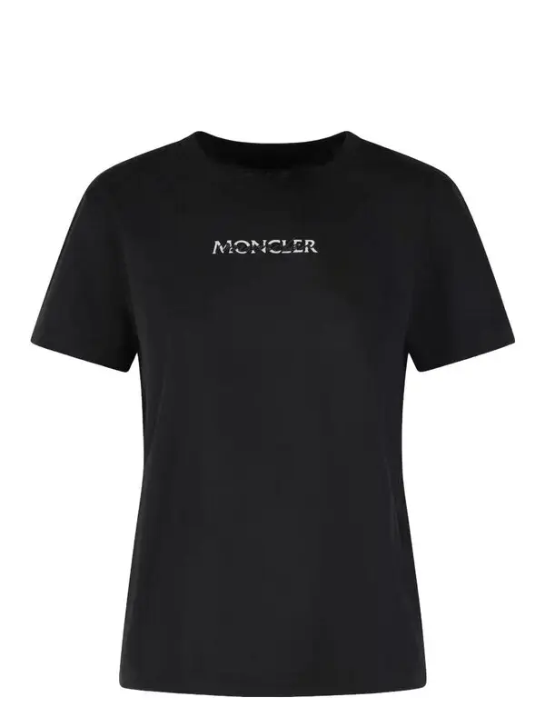Moncler Logo Embroidered Patch Detail T-shirt - Black