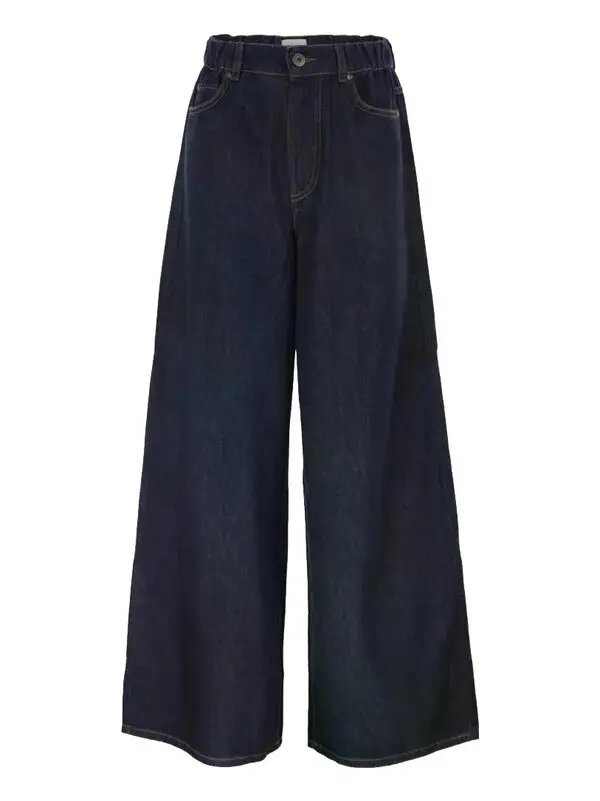 Max Mara Dark Cotton Wide-leg Jeans - Blue