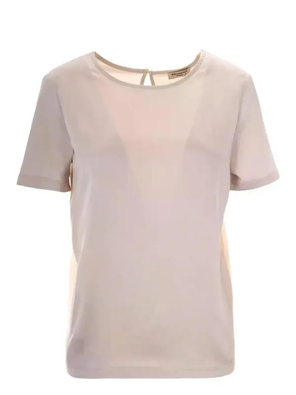 Max Mara Cream White Round Neck Short Sleeve Keyhole Detail Blouse - Neutrals