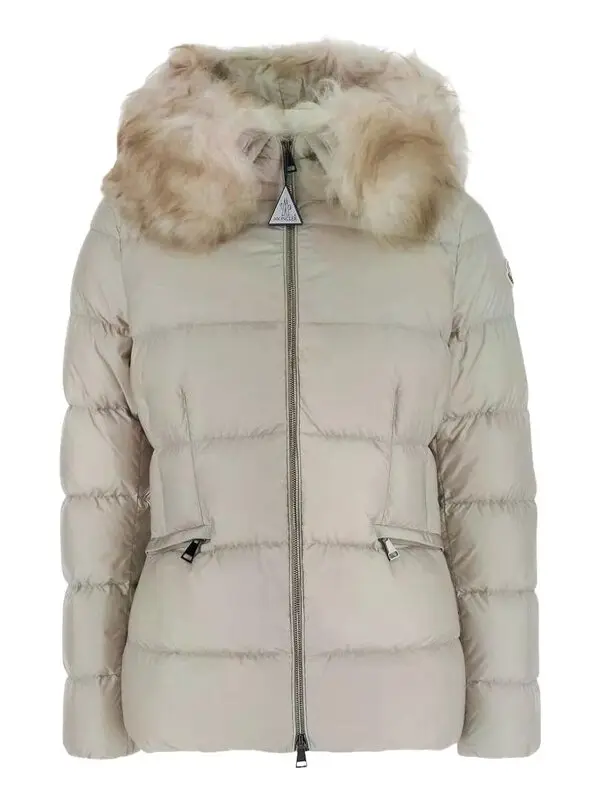 Moncler Logo Patch Down Jacket - Neutrals