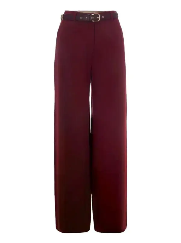 Max Mara Belted Wide-leg Trousers - Red