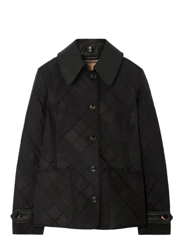 Burberry Quilted Nylon Fernleigh Jacket With Detachable Leather Collar - Black
