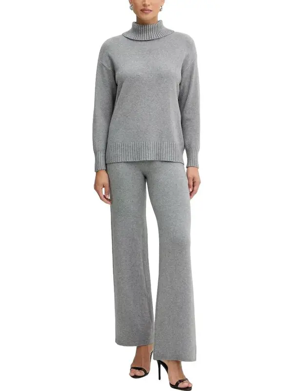 HAVEONE Ribbed Knit High Neck Set - Grey