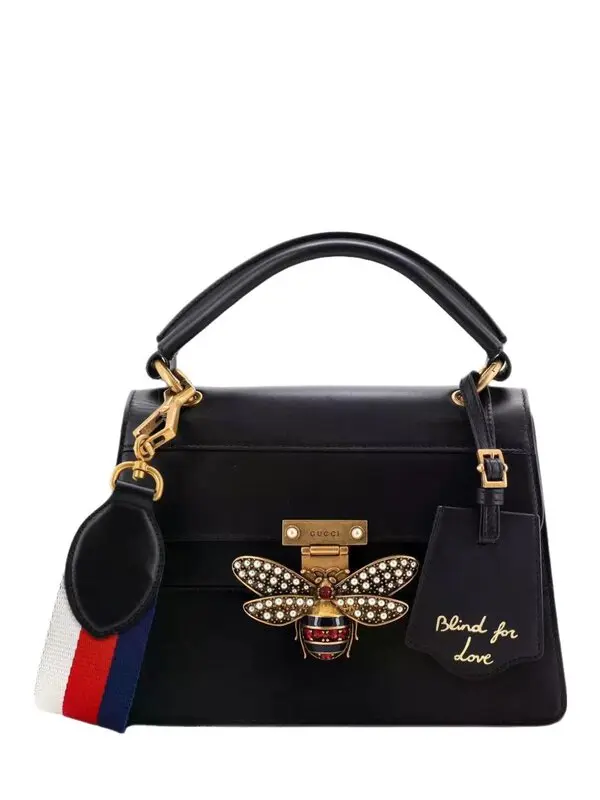Gucci Queen Margaret Leather Small Satchel Top Handle Bag - Black