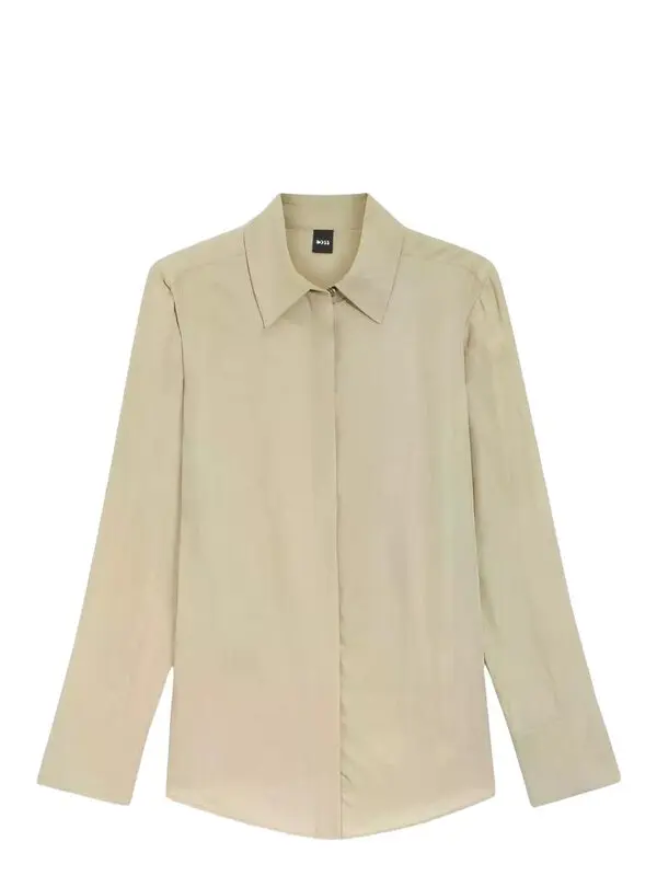 BOSS Pointed-collar Hidden-button Shirt - Neutrals