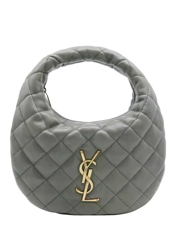 Saint Laurent Quilted Logo Appliqué Tote Bag - Grey