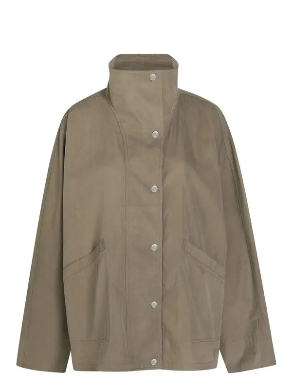TOTEME Funnel-neck Cotton-blend Poplin Jacket - Grey
