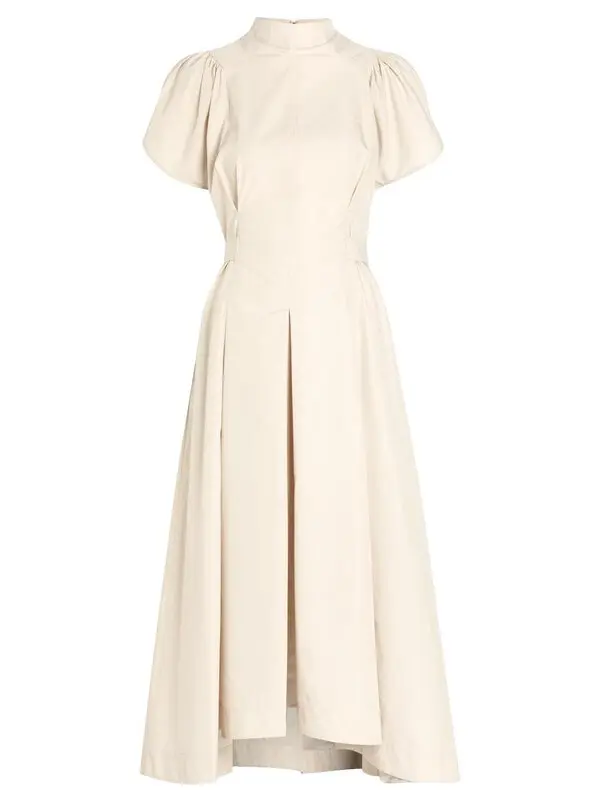 3.1 Phillip Lim Pleated Cotton-blend Poplin Midi Dress - Stone