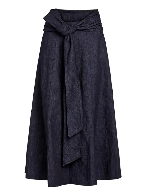 Gabriela Hearst Zivan Cotton And Linen-blend Midi Skirt - Denim