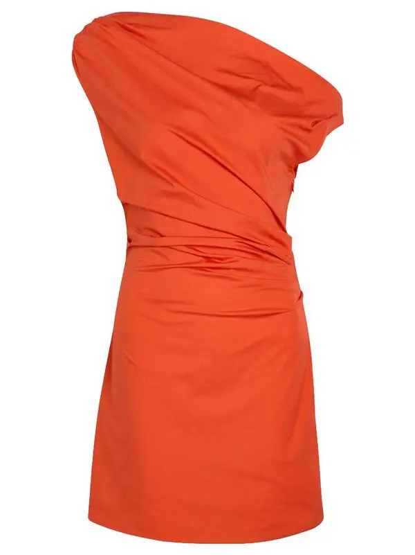 Staud Phare Asymmetrical Mini Dress - Orange