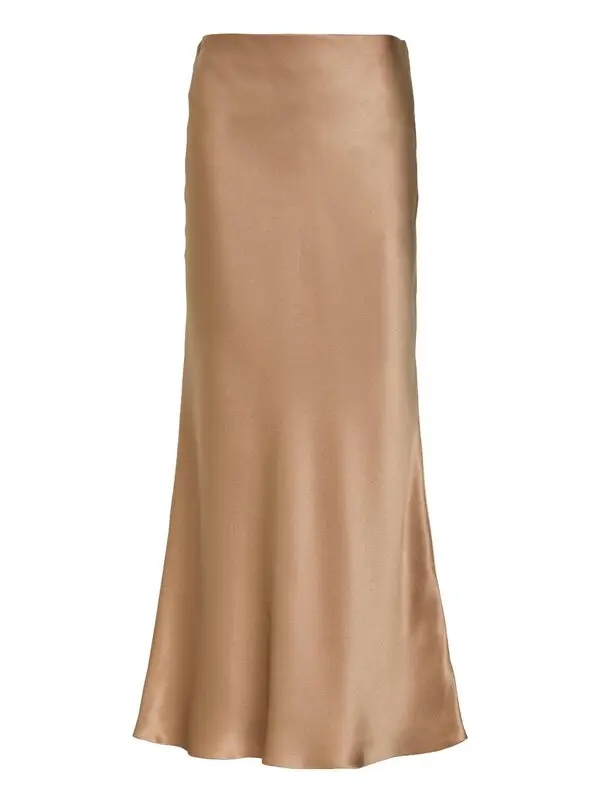 Gabriela Hearst Silk Bias Cut Maxi Skirt - Camel