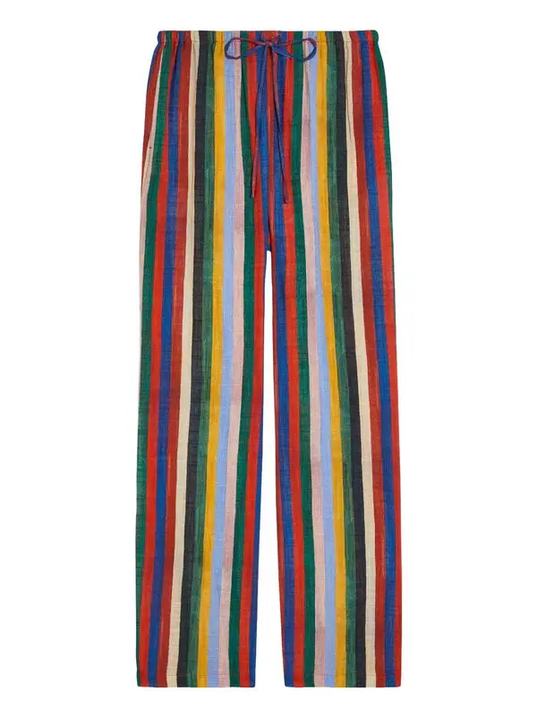 Staud Mateo Striped Cotton Trousers - Multicoloured