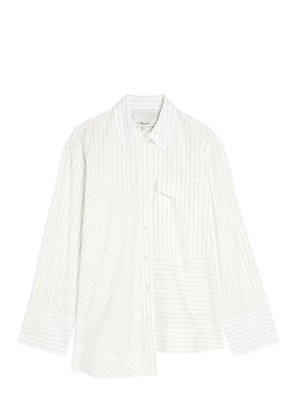 3.1 Phillip Lim Asymmetric Pinstriped Cotton Poplin Shirt - White