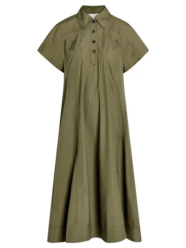3.1 Phillip Lim Cotton Poplin Midi Shirt Dress - Olive