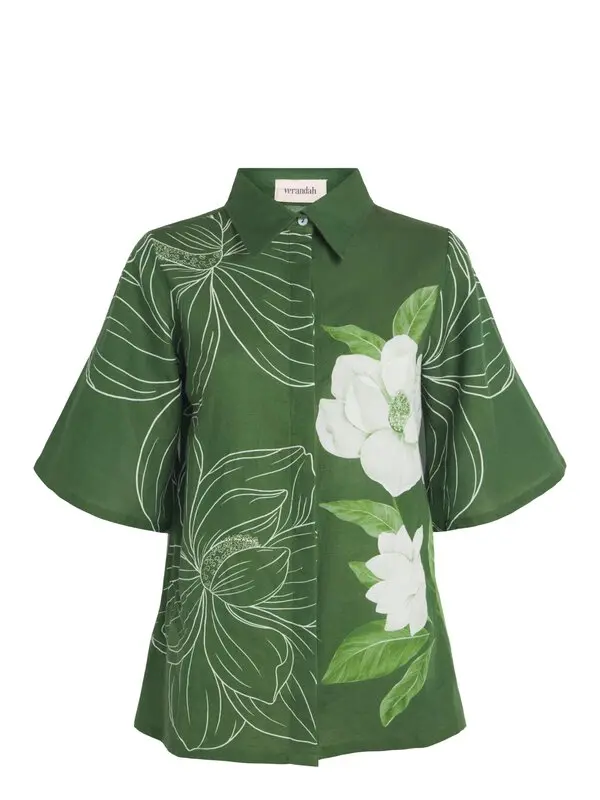 Verandah Linen-cotton Floral Shirt - Green