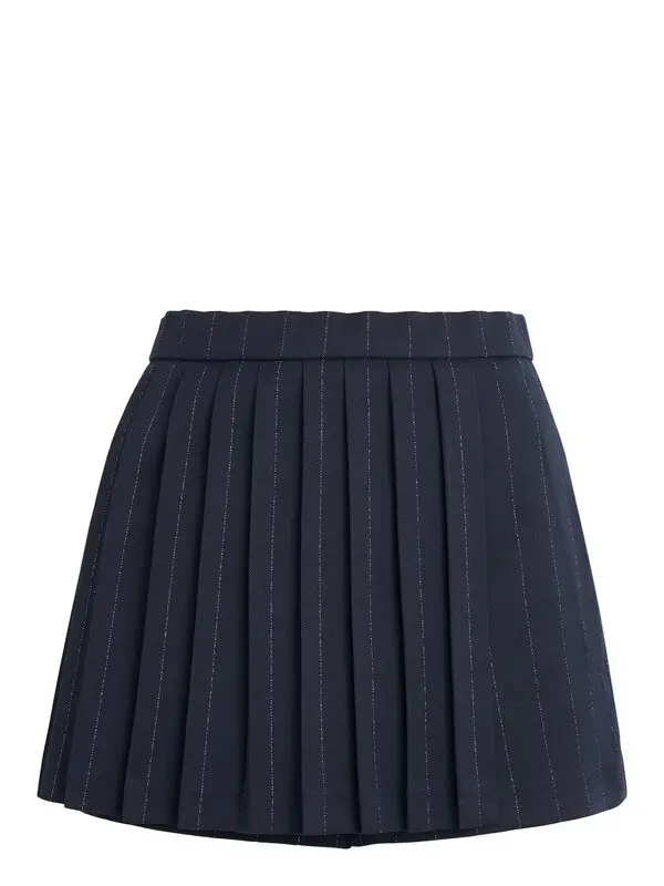 Maje Pleated Stripe Shorts - Blue