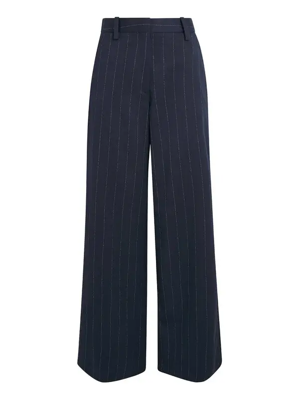 Maje Metallic Stripe Palazzo Trousers - Blue