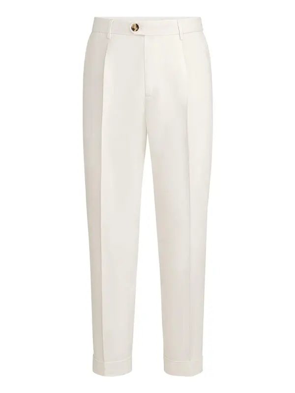 Brunello Cucinelli Cotton Gabardine Pleated Trousers - Blue